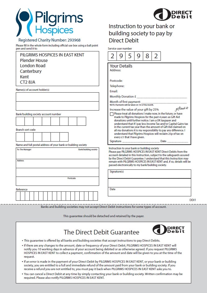 Direct Debit Payment - Pilgrims Hospices
